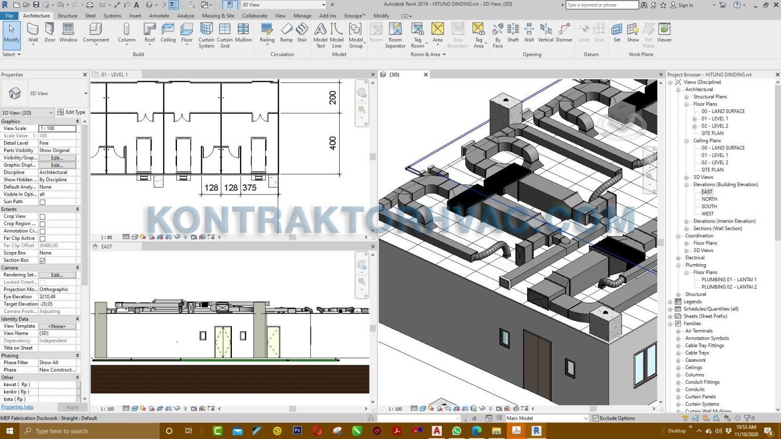 Proyek Bim Revit collaboration Kontraktor spesialis HVAC